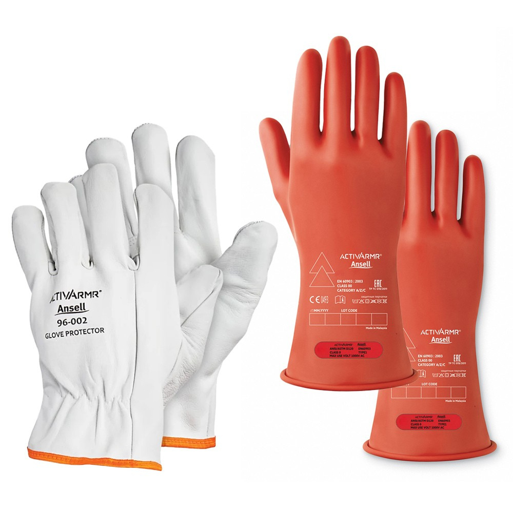 Electrical Insulating And Leather Protector 3 Glove Set