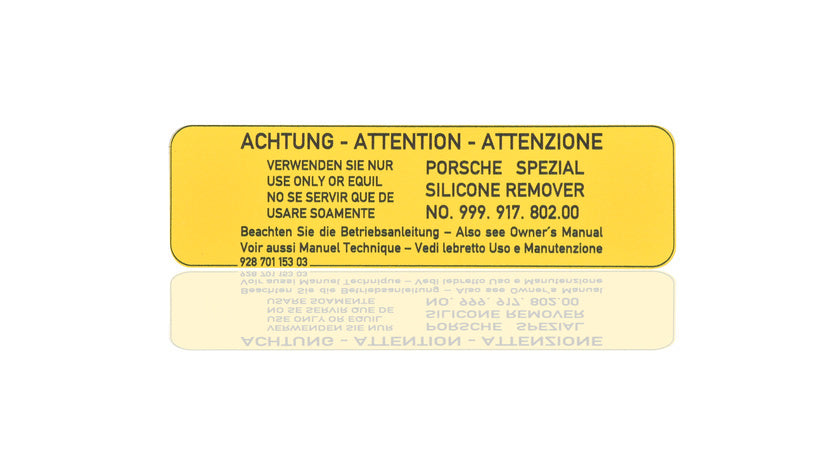 Porsche Adhesive Label For Intensive Washer System - 928 78-82 928-701 ...