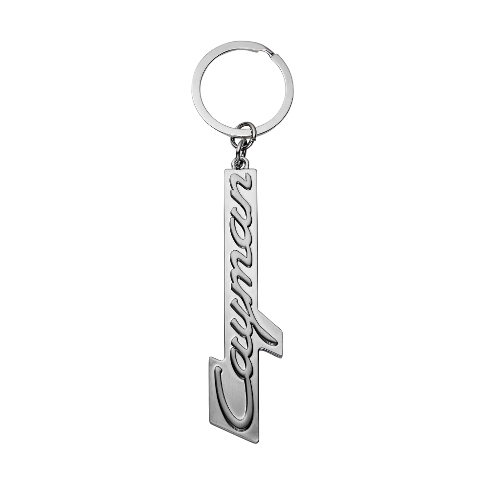 Porsche Cayman Lettering Die Cast Zinc Purist Silver Key Ring