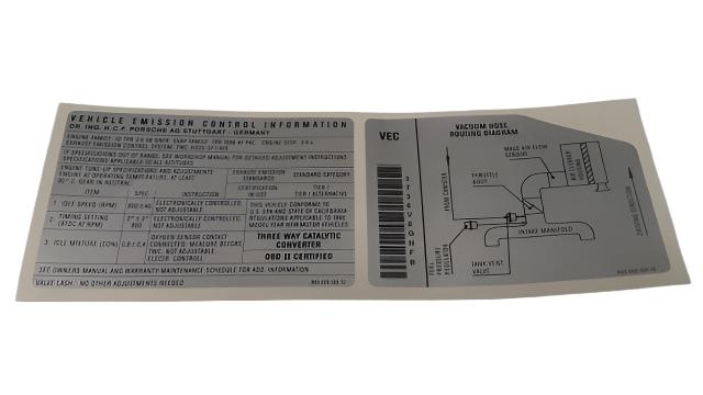 Porsche Emission Control Sticker - 911 94-98 | Sierra Madre Collection ...