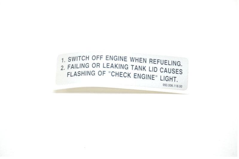 Porsche Fuel Information Sticker - 911/Boxster 94-05 993-006-118-00 ...