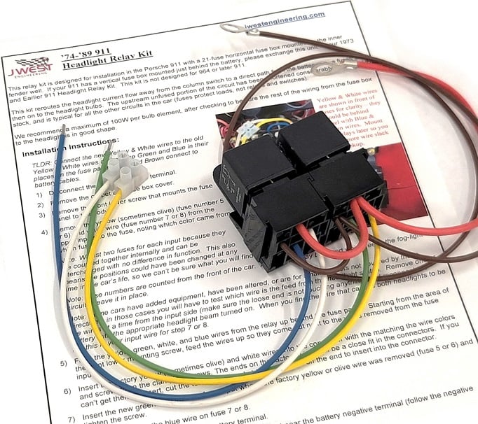 Porsche Headlight Relay Kit - 911/912E/930 74-89 JWST-911-HLPR