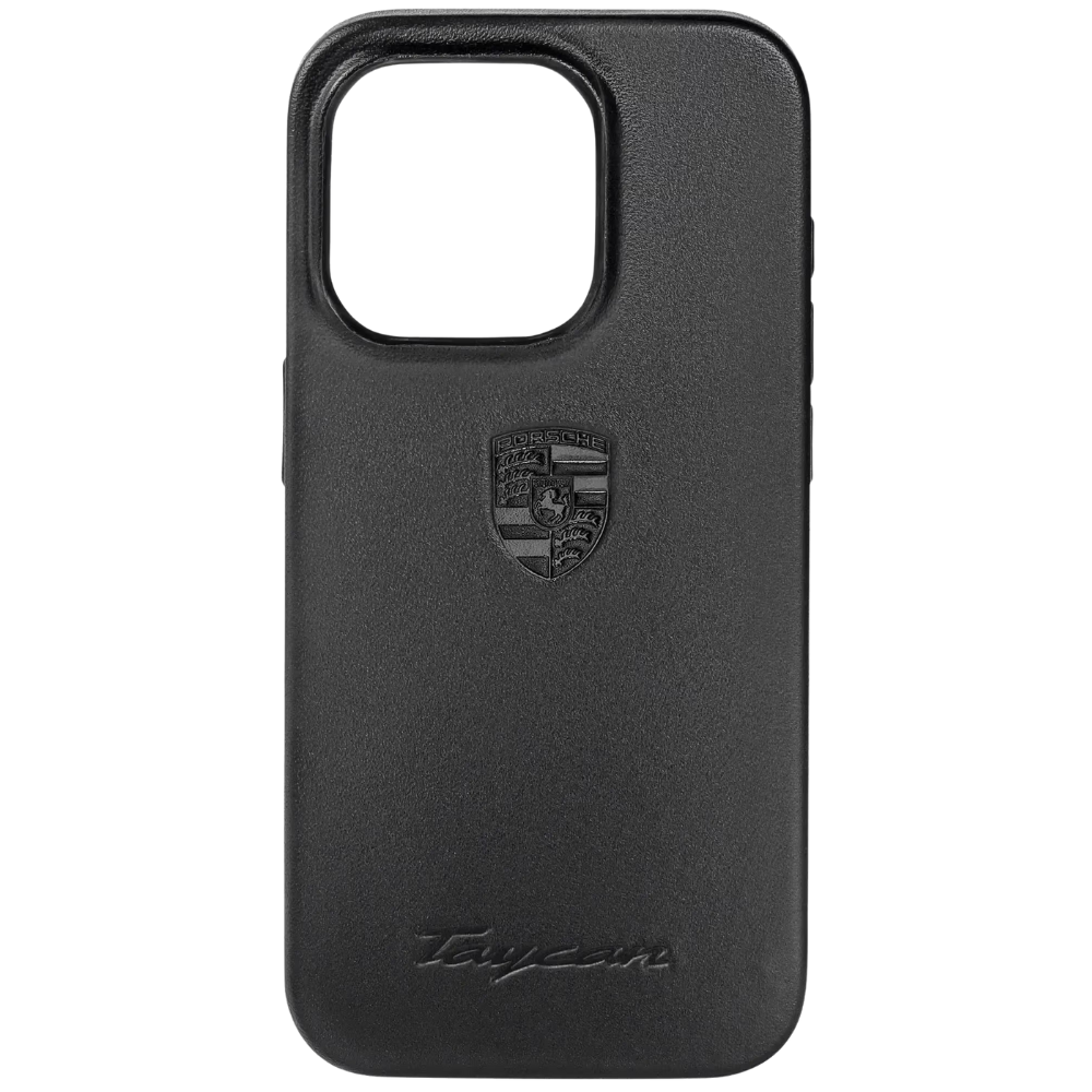 Porsche Taycan Embossed iPhone 15 Pro Snap On Case - Black