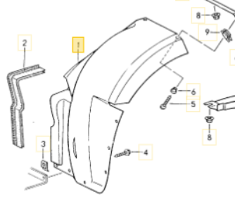 Porsche Wheel Housing Liner - Front Left Section - 964 89-94 964-504 ...