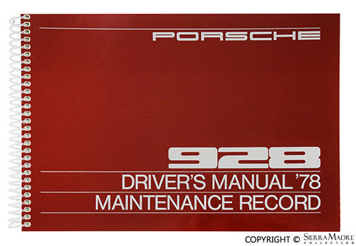 Porsche 1978 Owners Manual - 928 WKD-467-620
