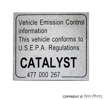Porsche Catalytic Converter Decal 76-05 477-000-267