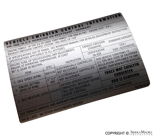 Porsche Emission And Vacuum Hose Stickers - 993 93-98 993-006-109-09 ...