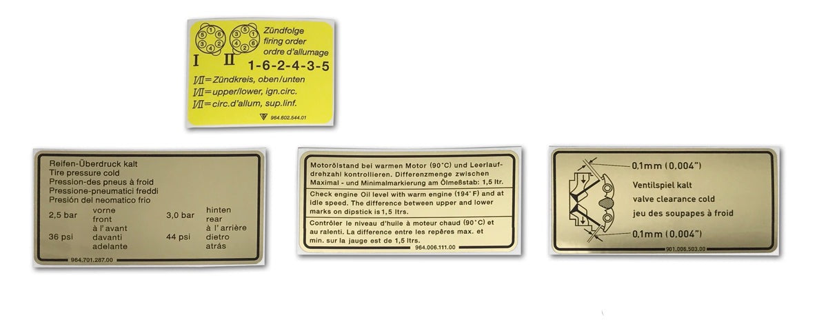 Porsche Engine Bay Decal Set - 964 89-92 SMC-701-287-SET | Sierra Madre ...