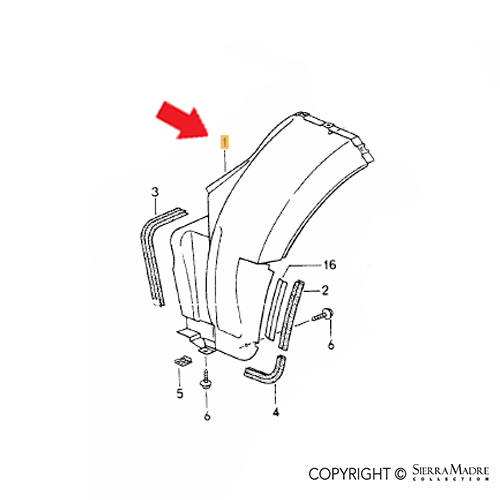 Porsche Front Wheel Housing Liner - Right - 993 95-98 993-504-126-00 ...