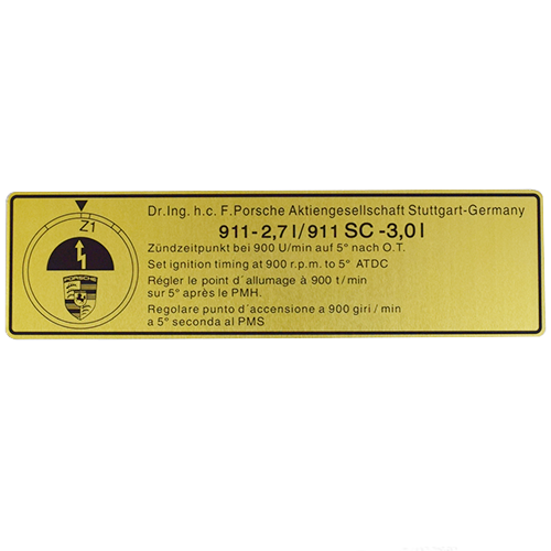Porsche Ignition Timing Decal - 911 76-77 911-006-501-01 | Sierra Madre ...