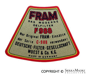 Porsche Oil Filter Decal - Fram - All 356s 50-65 644-701-009-00
