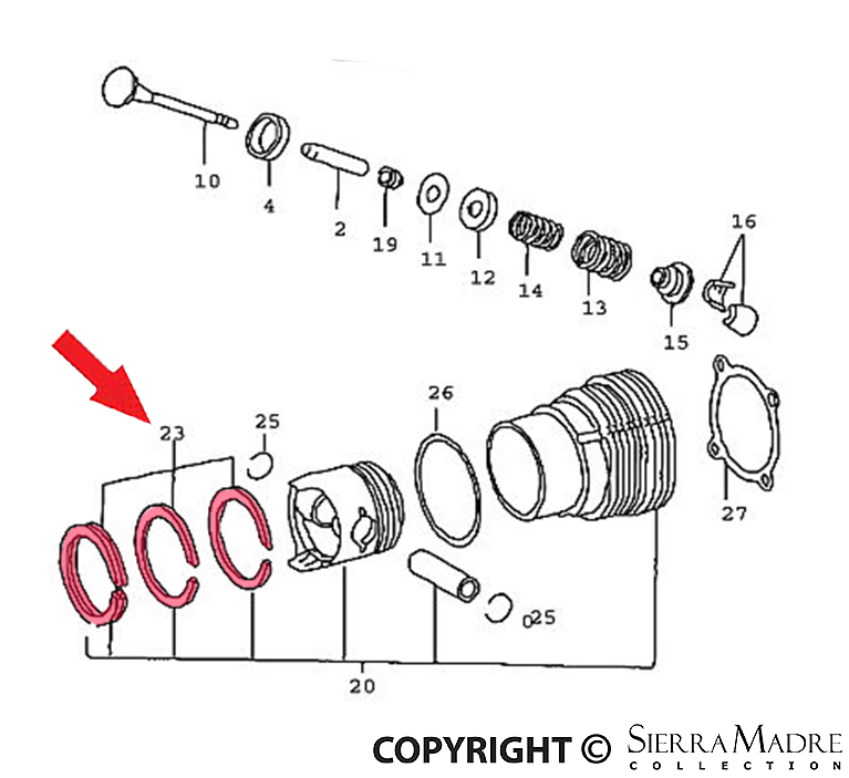 Porsche Piston Ring Set - 911/914 65-76 901-103-901-02 | Sierra Madre ...