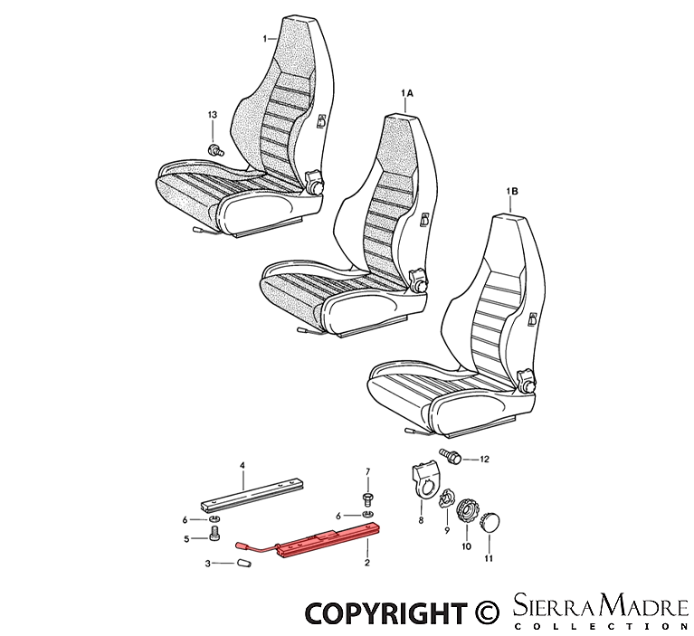 Porsche Seat Rail - Left - 911/924 928-521-489-10 | Sierra Madre ...