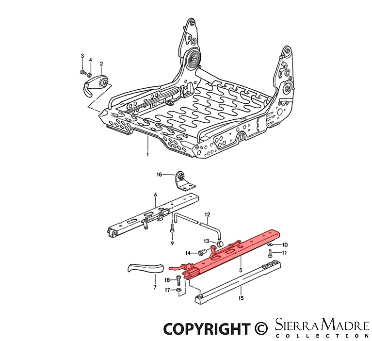 Porsche Seat Rail - Right - 911/924 928-521-490-10