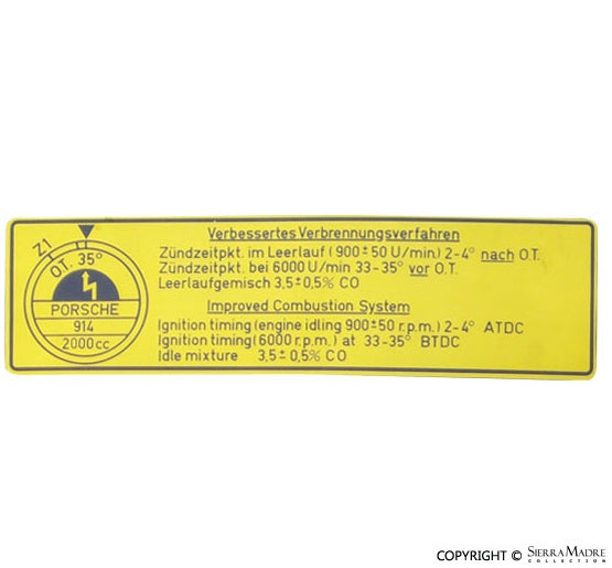 Porsche Timing Decal - 911/914 1970 901-006-509-03